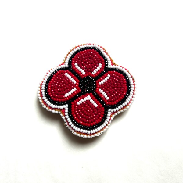 Beaded Indigenous Poppy Pin - Etsy