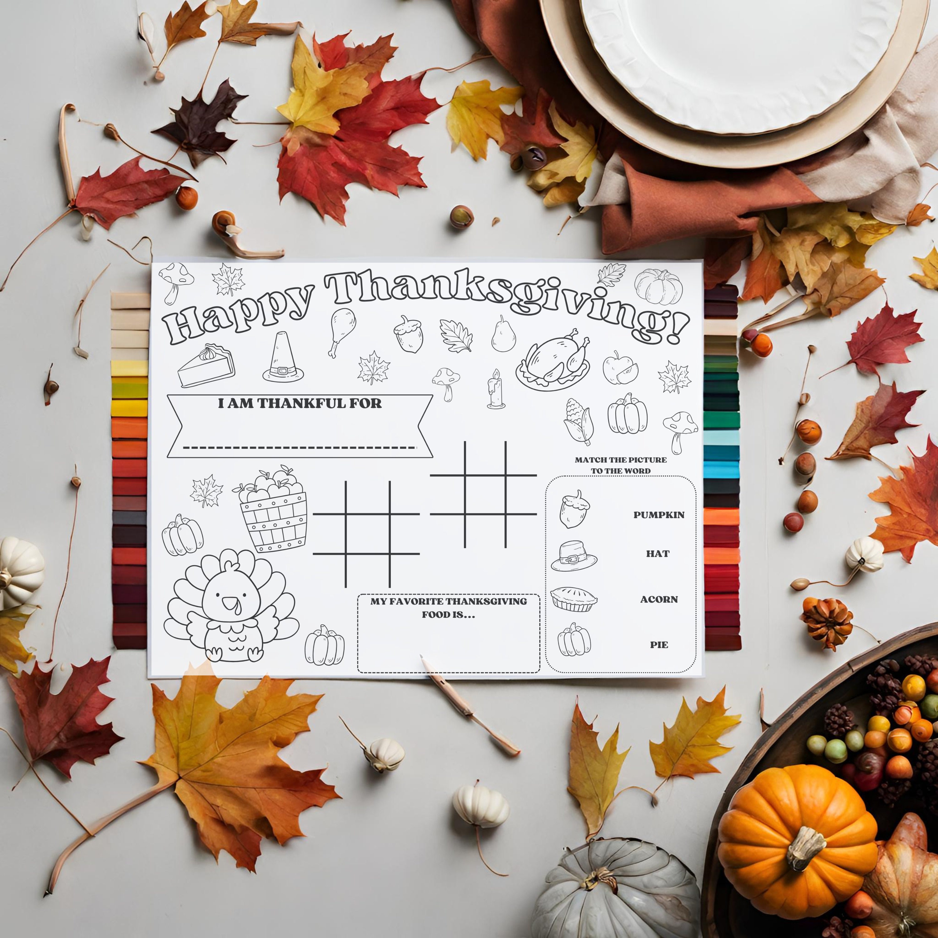 Thanksgiving Kids Activity Sheet, Thanksgiving Coloring Page, Printable ...