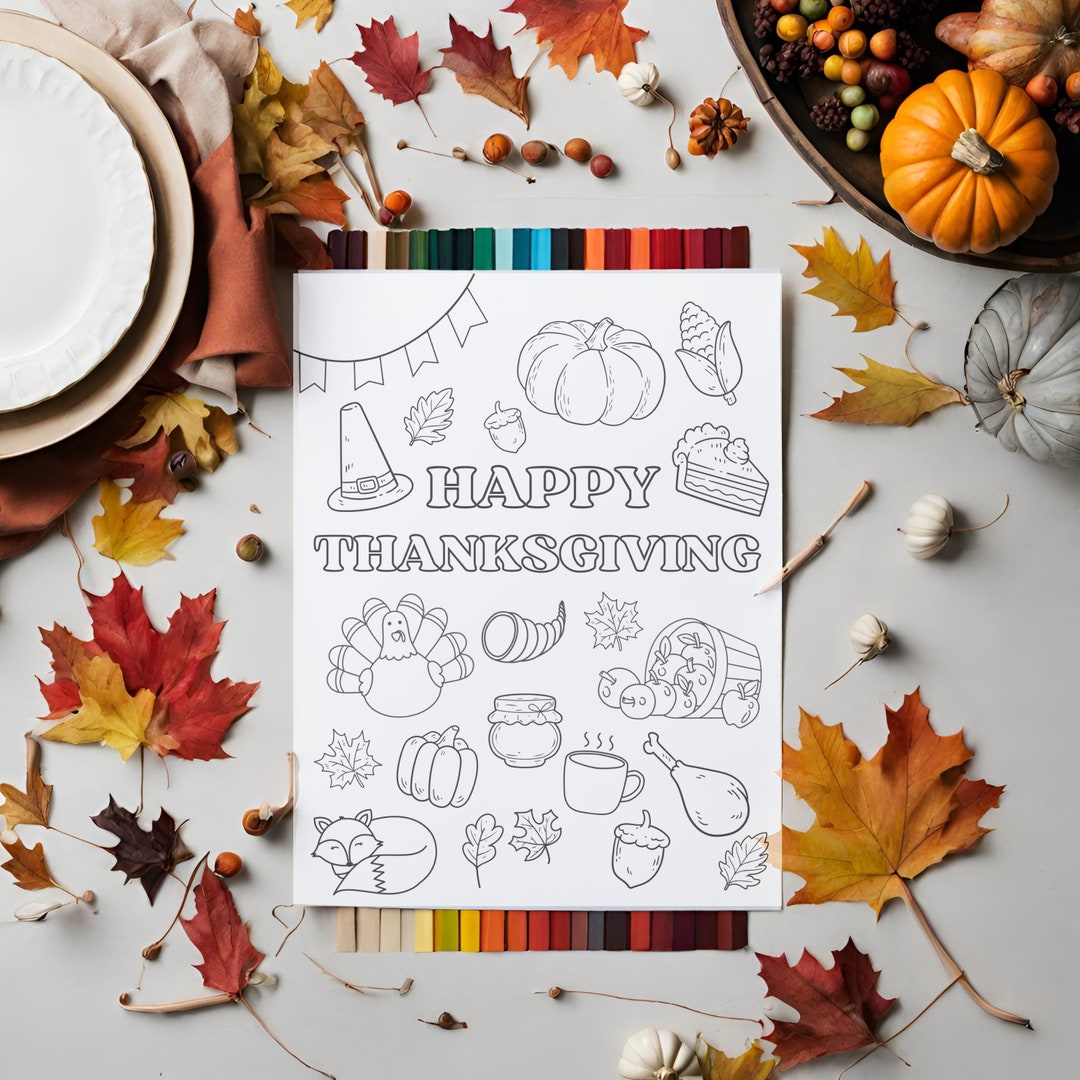 Thanksgiving Coloring Pages for Kids, Fall Coloring Page, Printable ...