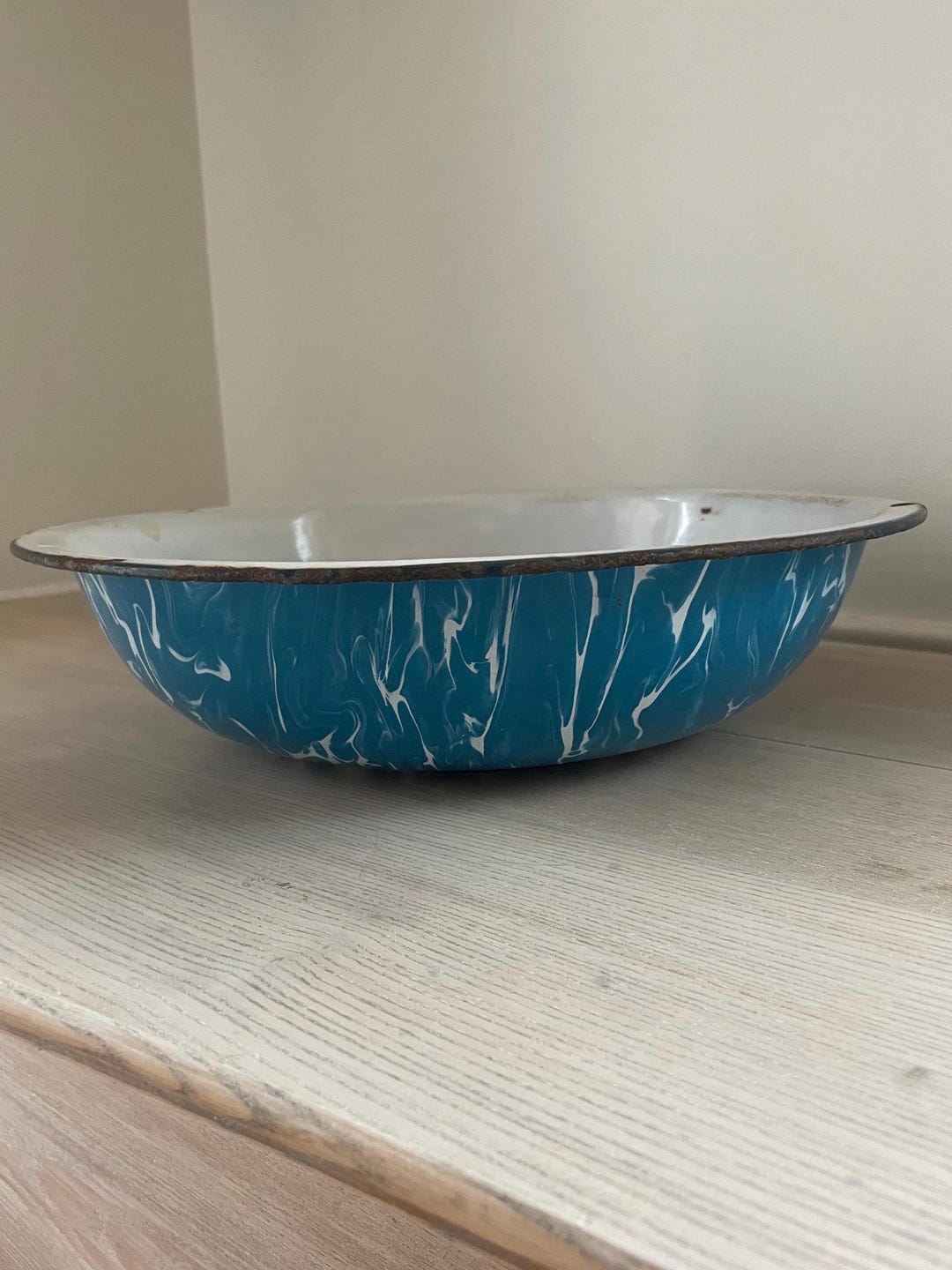 Blue Enamelware / Graniteware Large Basin / Bowl - Primitive - Etsy