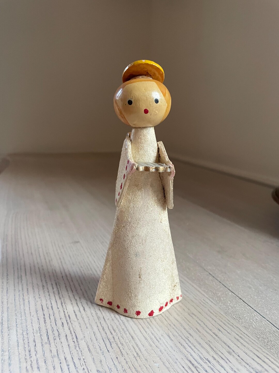 Mid Century Tall Putz Angel With Wooden Head and Wings - Etsy