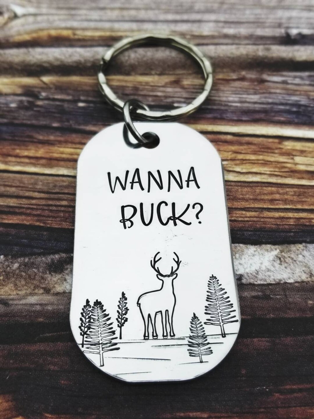Funny Husband Gift - Wanna Buck? - Hunter Gift - Deer Keychain ...