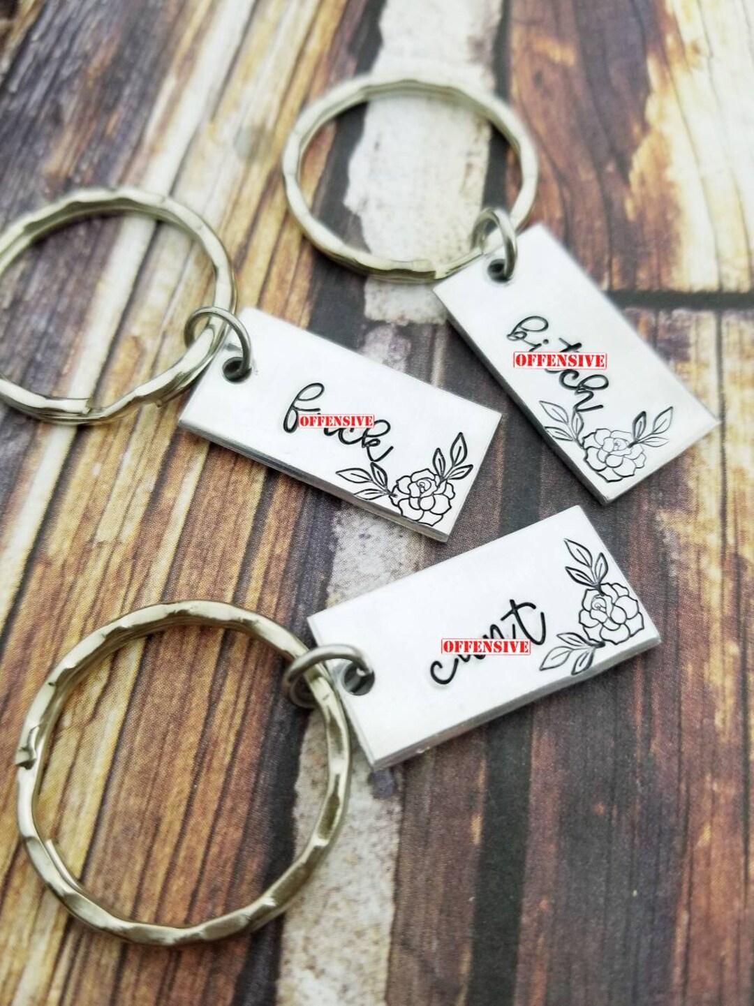 Mature Offensive Keychain Tags Rose Keychain Bitch Keychain Fuck ...