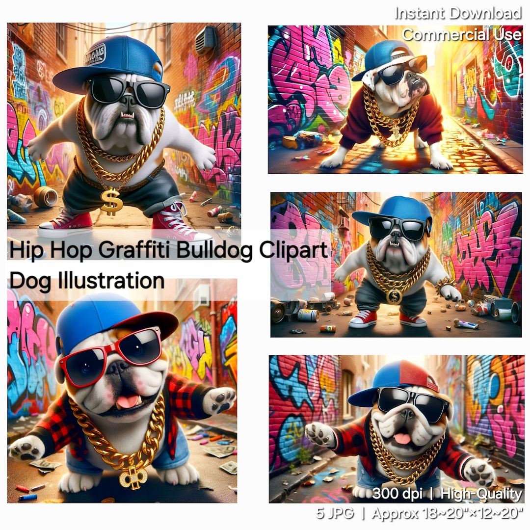 Hip Hop Bulldog, Graffiti Bulldog, Dog Illustration, Cool Dog, Bulldog ...