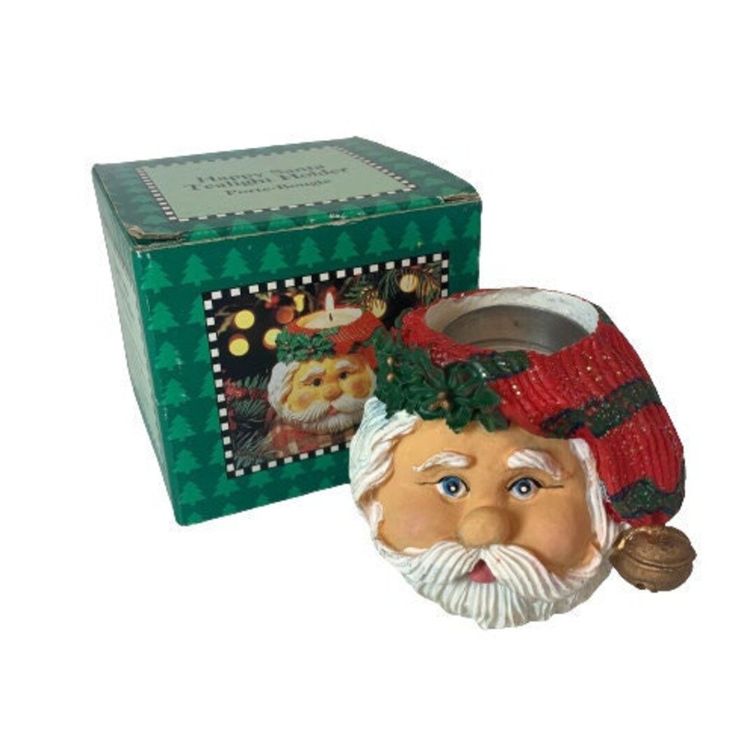Happy Santa Polystone Tealight Holder With Tealight Candle - Etsy
