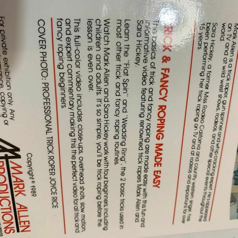 VHS Trick and Fancy Roping Made Easy in One Lesson Flat | Etsy