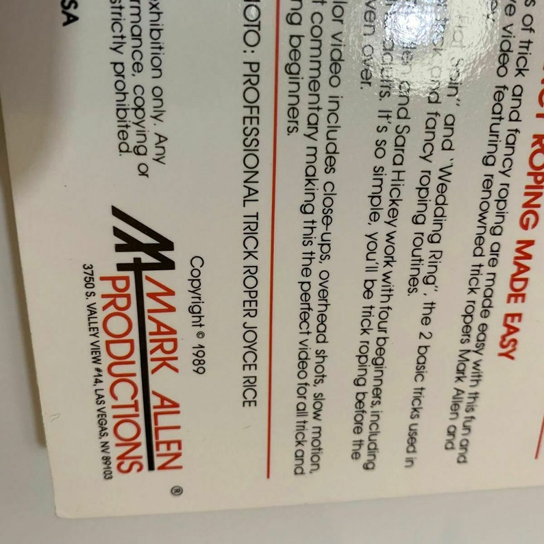 VHS Trick and Fancy Roping Made Easy in One Lesson Flat | Etsy