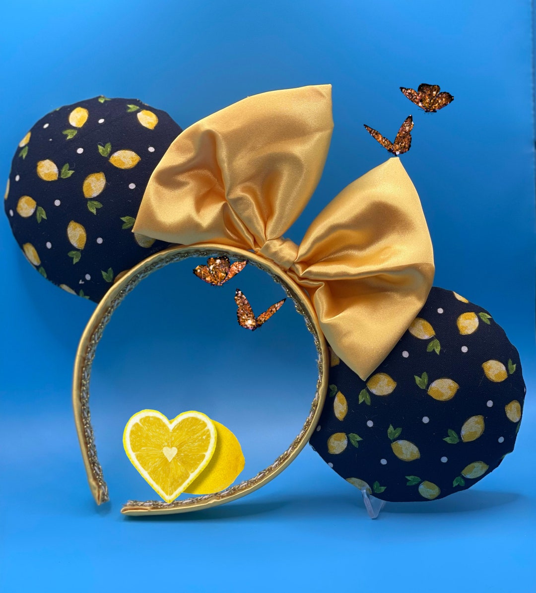 Disney Inspired Lemon Minnie Mouse Ears, Mickey Ears, Headband, Bow - Etsy