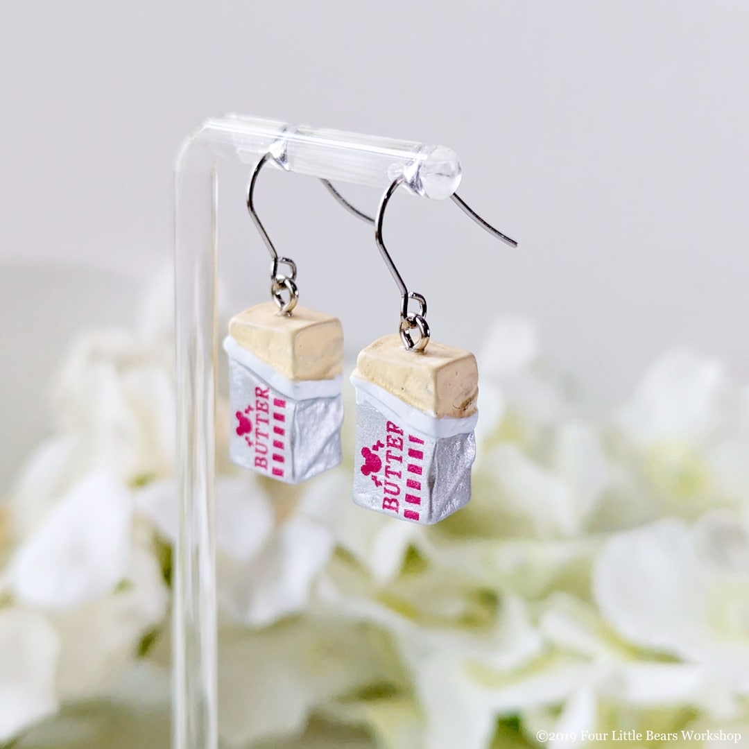 Mini Butter Dangle Drop Earrings / Hypoallergenic Stainless Steel ...