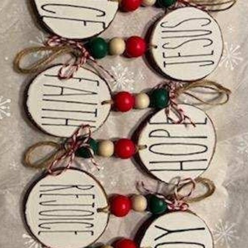 Christmas Values Set of 6 Wood Slice Ornament - Etsy