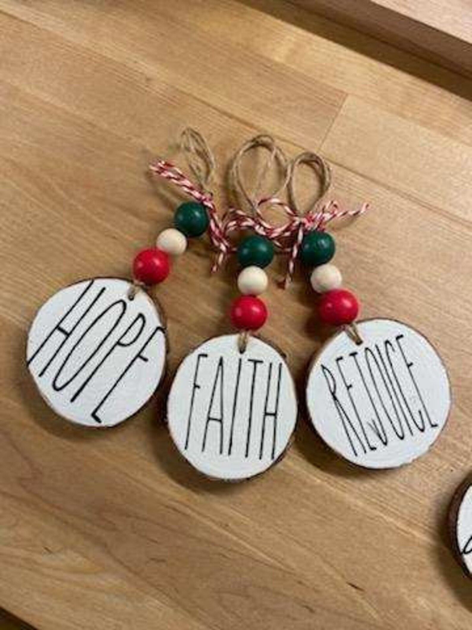Christmas Values Set of 6 Wood Slice Ornament - Etsy
