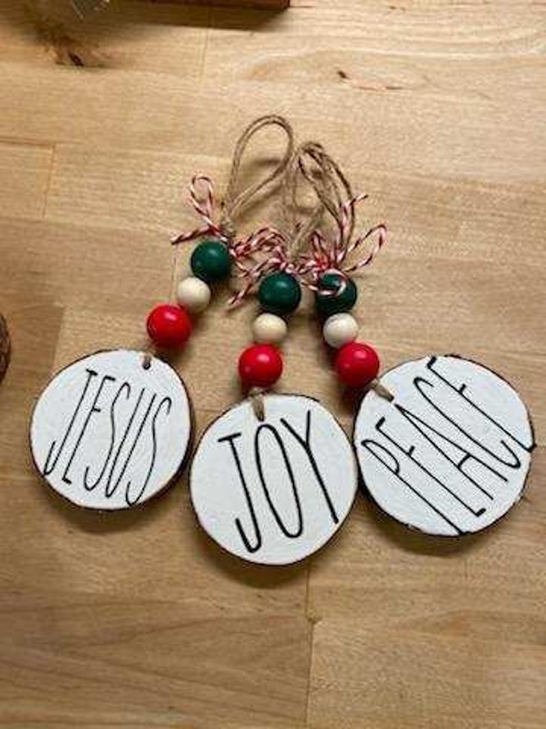 Christmas Values Set of 6 Wood Slice Ornament - Etsy