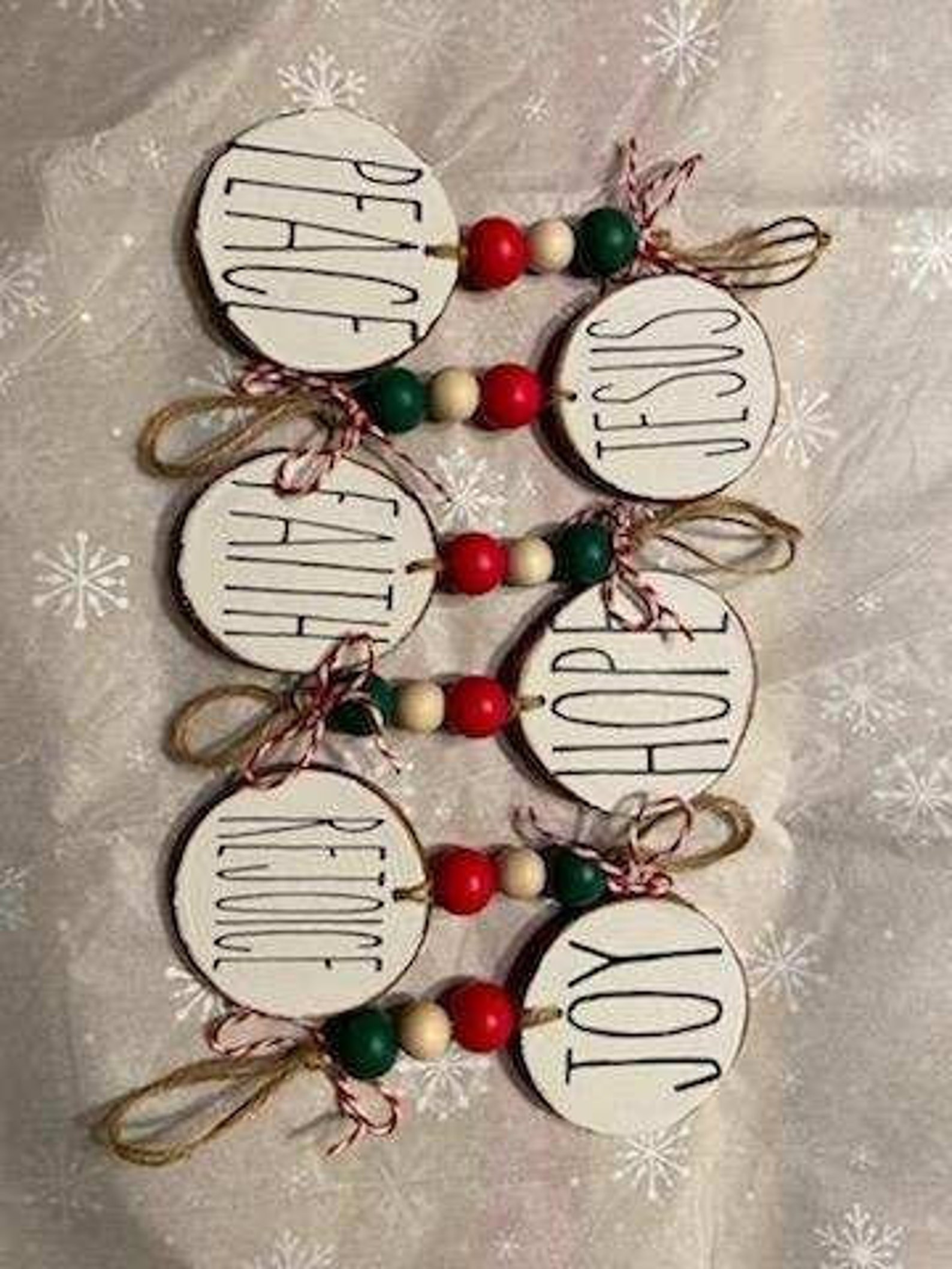 Christmas Values Set of 6 Wood Slice Ornament - Etsy