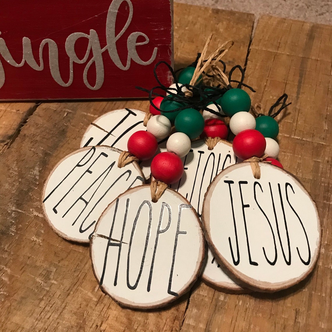 Christmas Values Set of 6 Wood Slice Ornament | Etsy