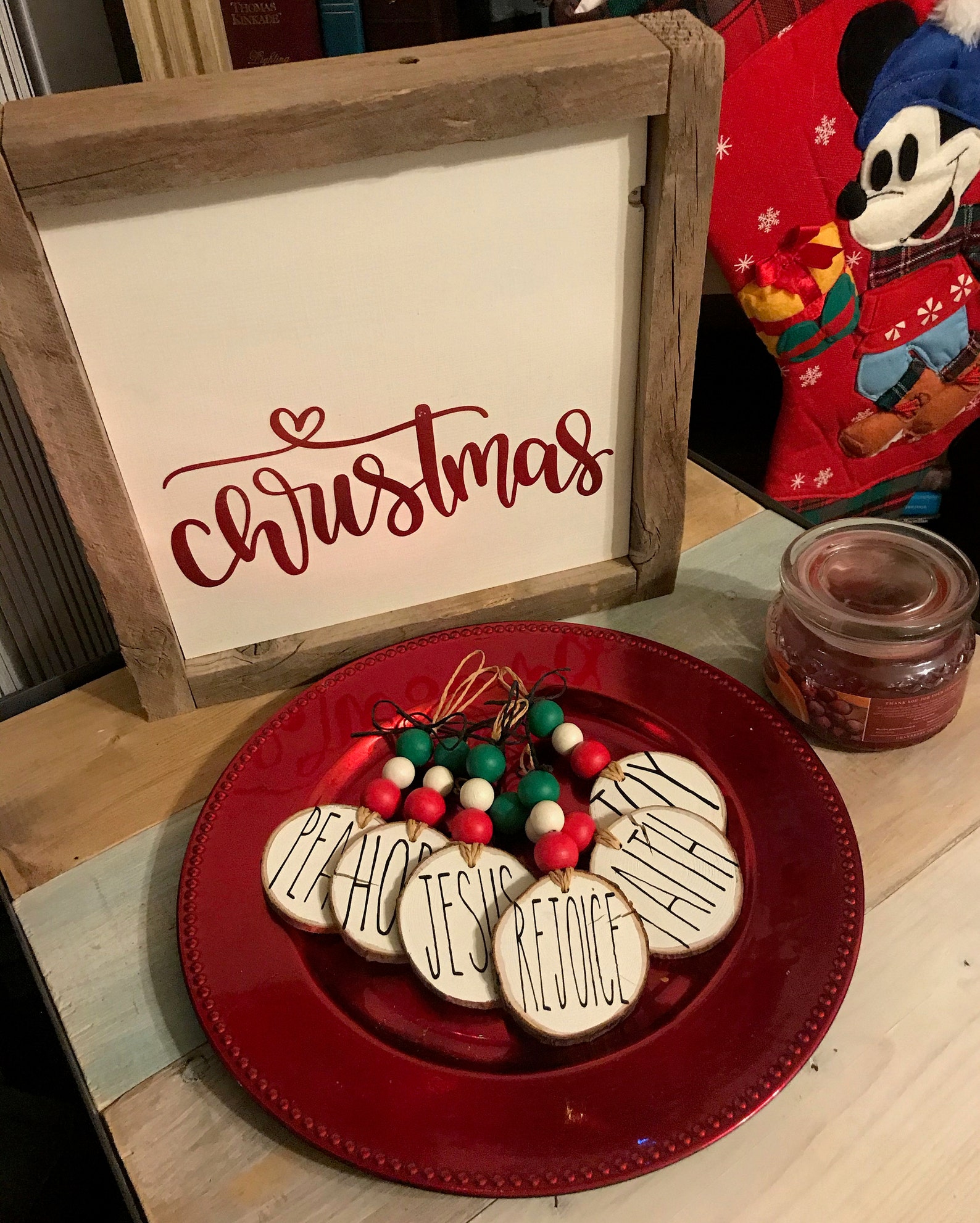 Christmas Values Set of 6 Wood Slice Ornament - Etsy