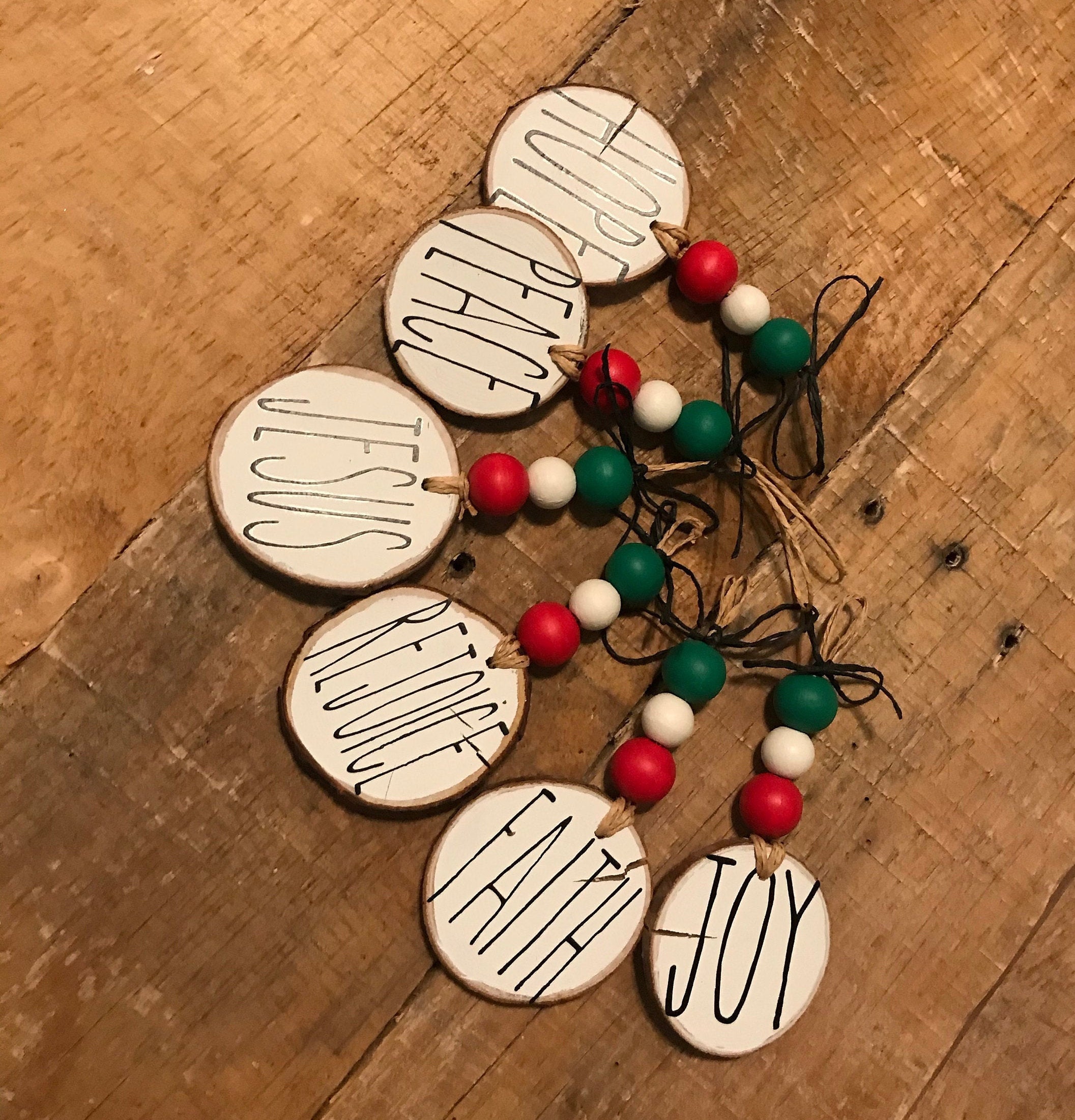 Christmas Values Set of 6 Wood Slice Ornament - Etsy