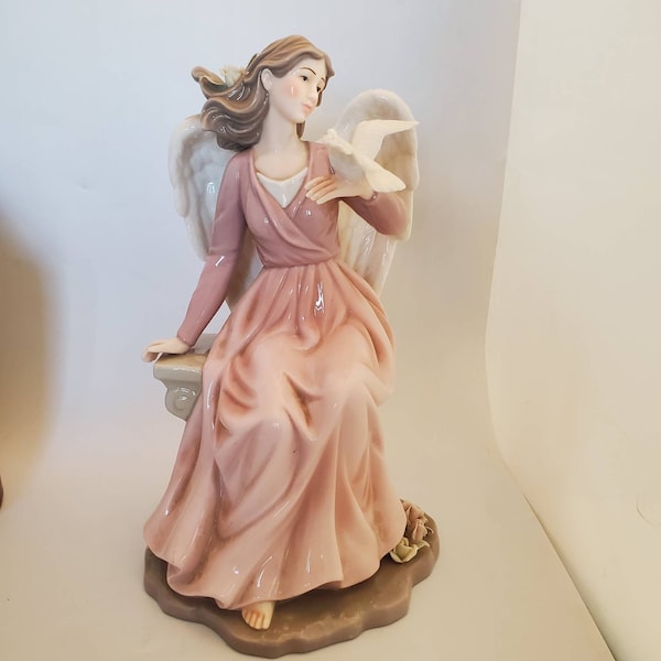Angel With Bird Statue - Etsy