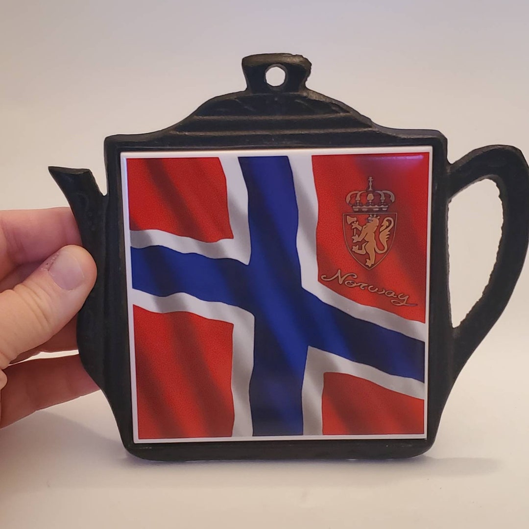 Vintage Norway Trivet Cast Iron With Ceramic Tile of Norway - Etsy