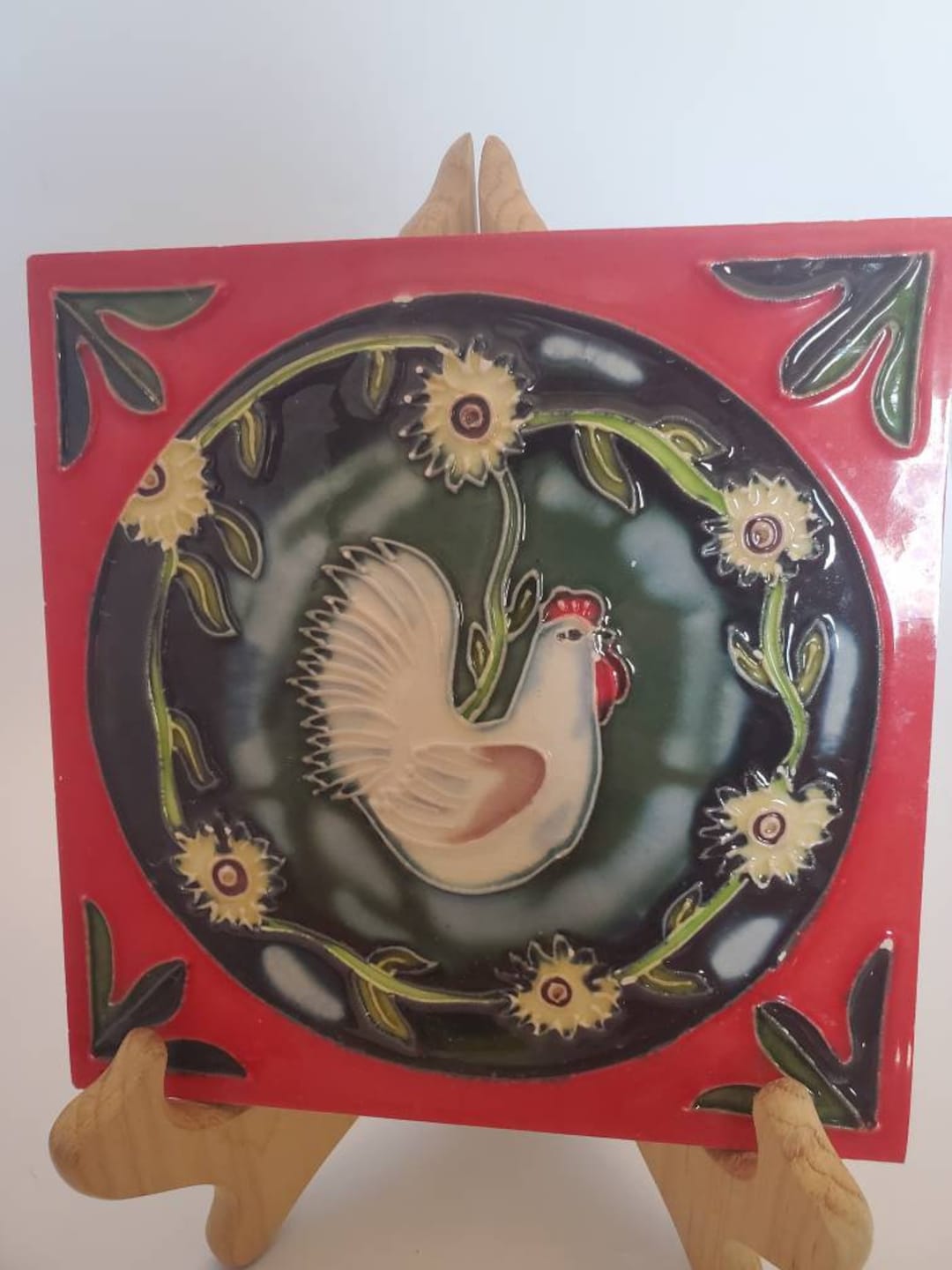 Vintage Tile Rooster Chicken Ceramic Trivet Hand Painted - Etsy