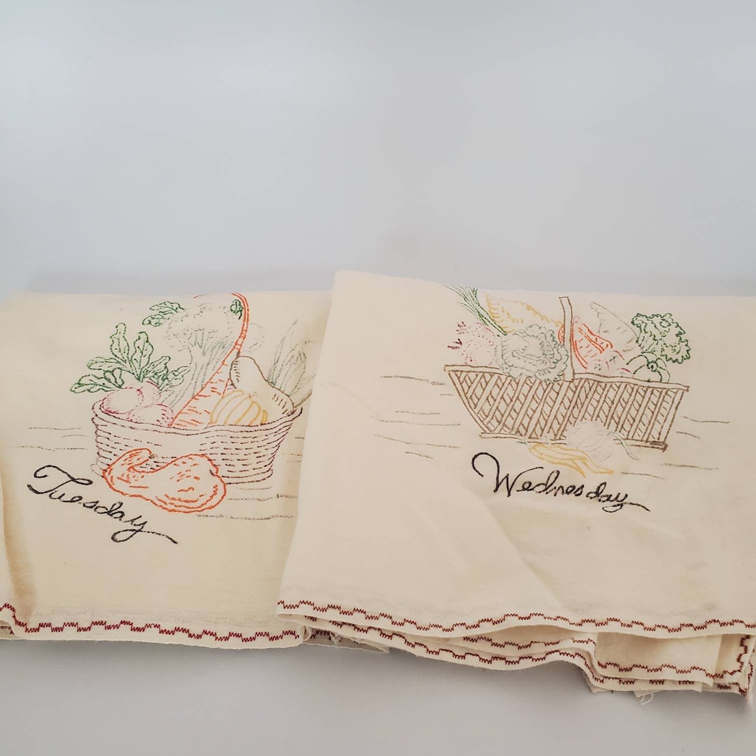 Vintage Day of the Week Cotton Dish Kitchen Towel Tuesday Wednesday ...