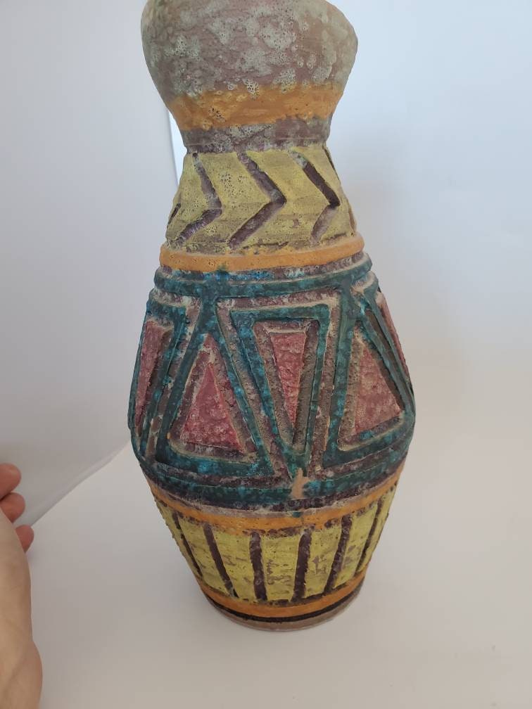 Vintage Italian Pottery Pitcher Vase Stunning Detailed - Etsy