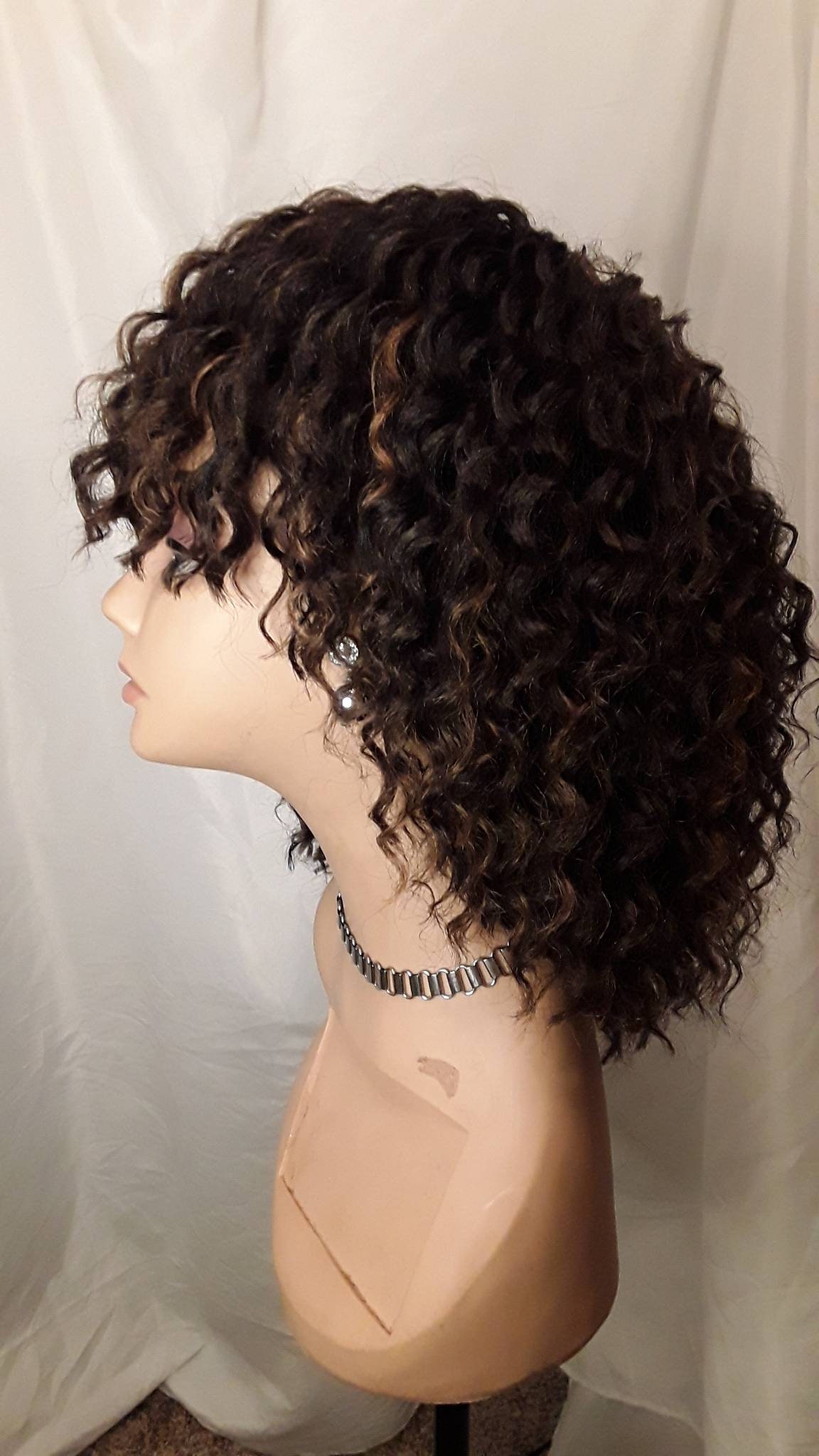 New Handmade Deep Twist Crochet Wig W/ BANGS W/ Lace Part - Etsy