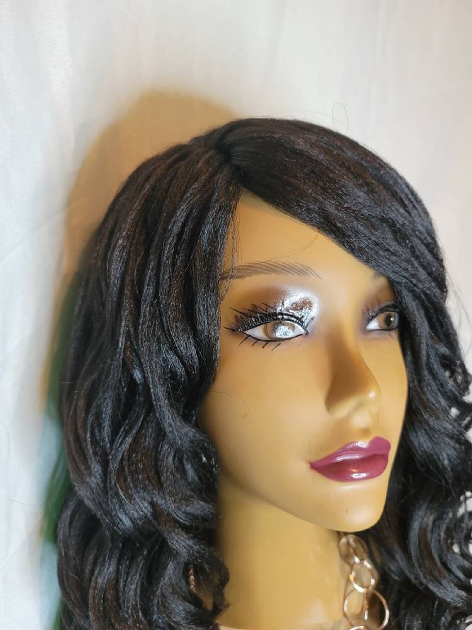 New Hand-made Ocean Wave Crochet Wig W/lace Part Color 1B - Etsy