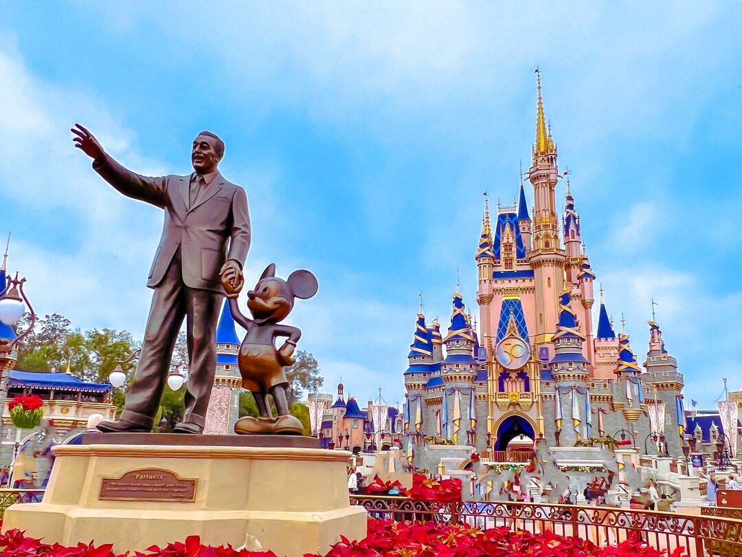 Color 8 X 10 Photograph of Walt and Mickey Cinderella Castle in Walt ...