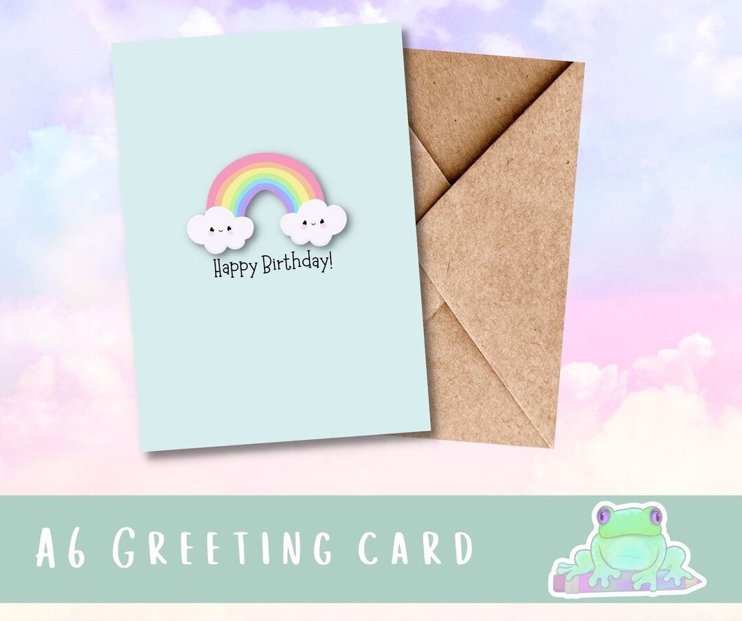 Pastel Rainbow Happy Birthday Greeting Card - Etsy