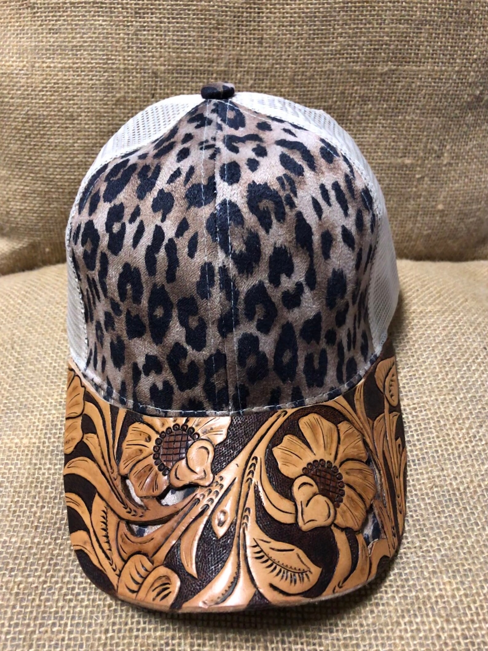 Hand Tooled Leather Cap Bills Floral 1 - Etsy