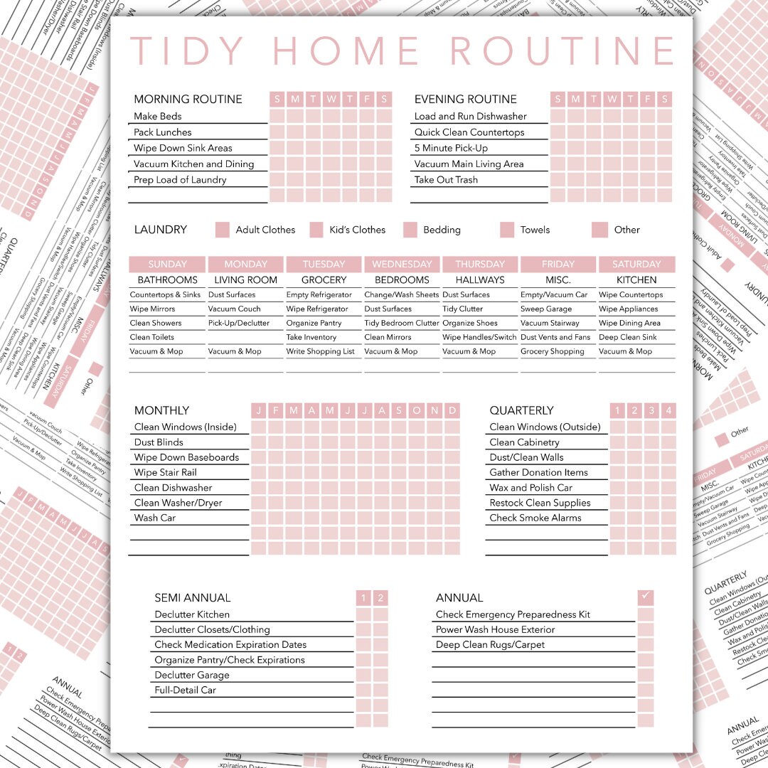 EDITABLE Cleaning Schedule, Tidy Home Routine, Cleaning Checklist ...