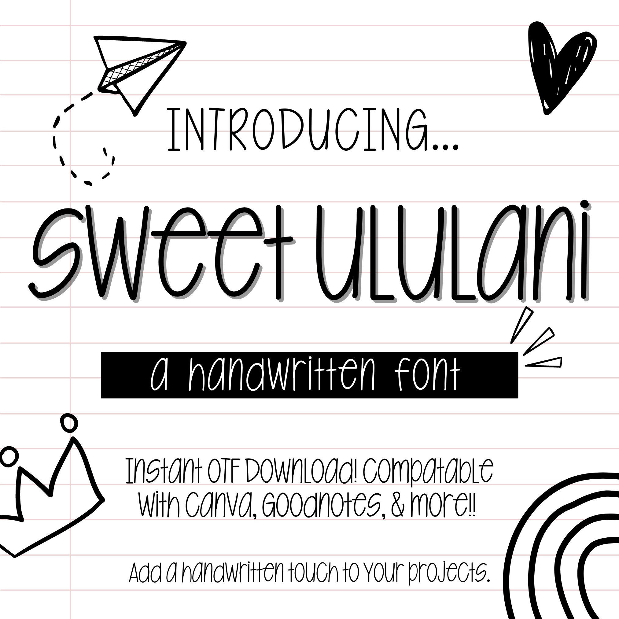Sweet Ululani: Handwritten Font, Simple Font, OTF, Goodnotes Font ...