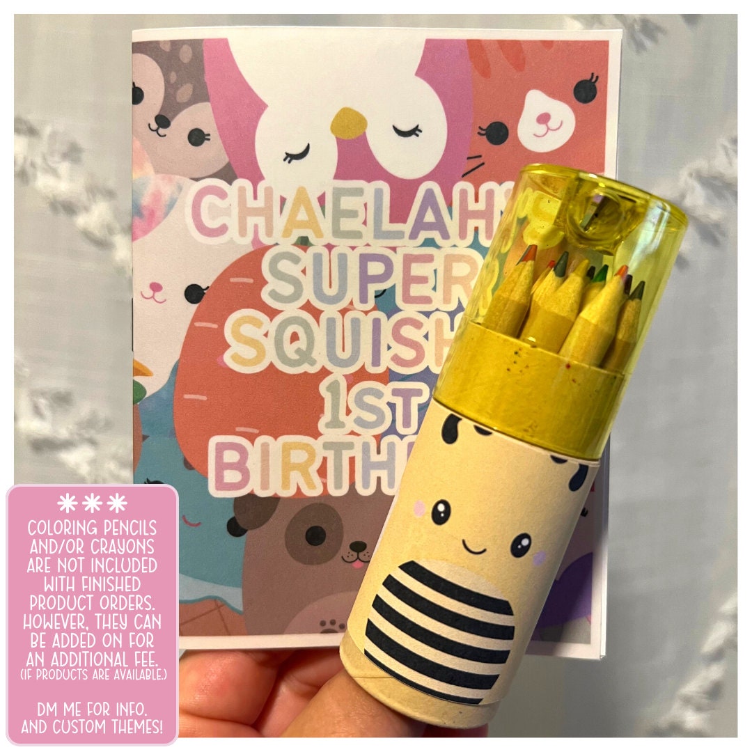 EDITABLE Squishmallow Themed Birthday Coloring Books, Party Favors ...