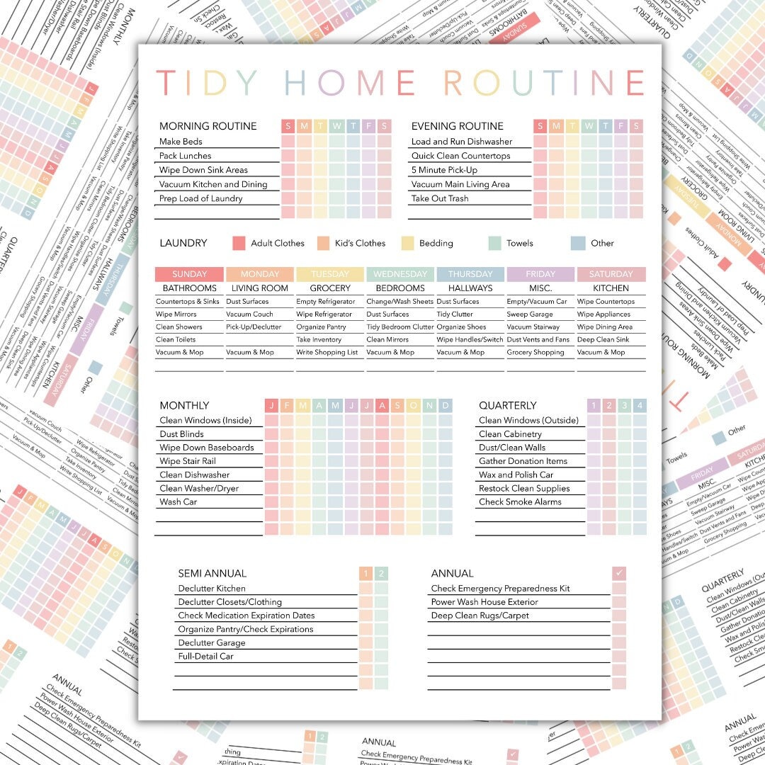 EDITABLE Cleaning Schedule, Tidy Home Routine, Cleaning Checklist ...