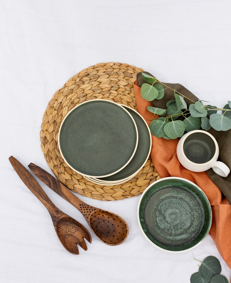 Green Plate Dinner Plate Tableware Dinnerware Handmade - Etsy