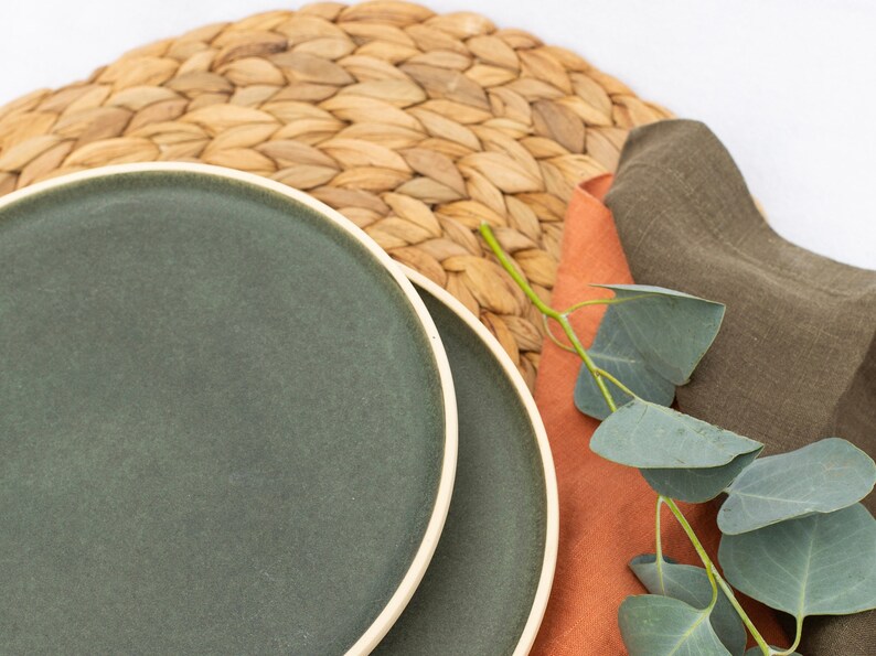 Green Plate Dinner Plate Tableware Dinnerware Handmade - Etsy
