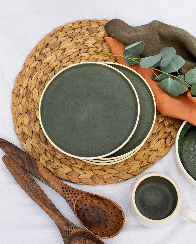 Green Plate Dinner Plate Tableware Dinnerware Handmade - Etsy