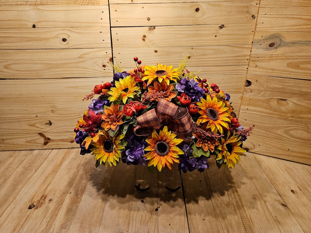 Cemetery Flowers Fall Grave Flowers Gravesite Decor Headstone Flowers ...