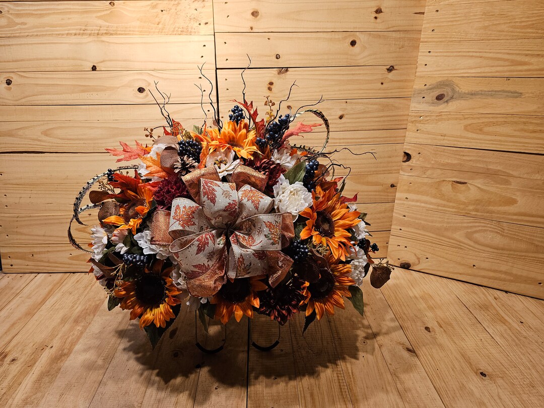 Cemetery Flowers - Fall Flowers for Grave - Gravesite Decor - Headstone ...