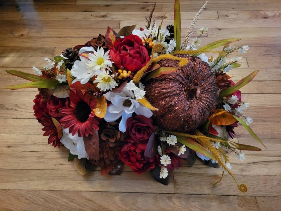 Cemetery Flowers - Fall Grave Flowers - Gravesite Decor - Headstone ...