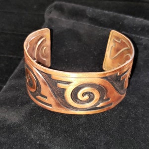 Solid Copper Cuff With Aztec Design - Etsy