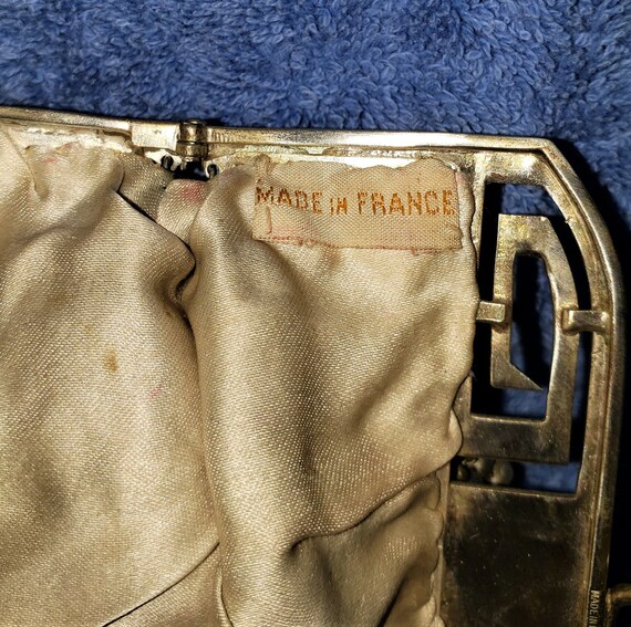 1920s French Chainmail Beaded And Crystals Pouch Purse - Gem