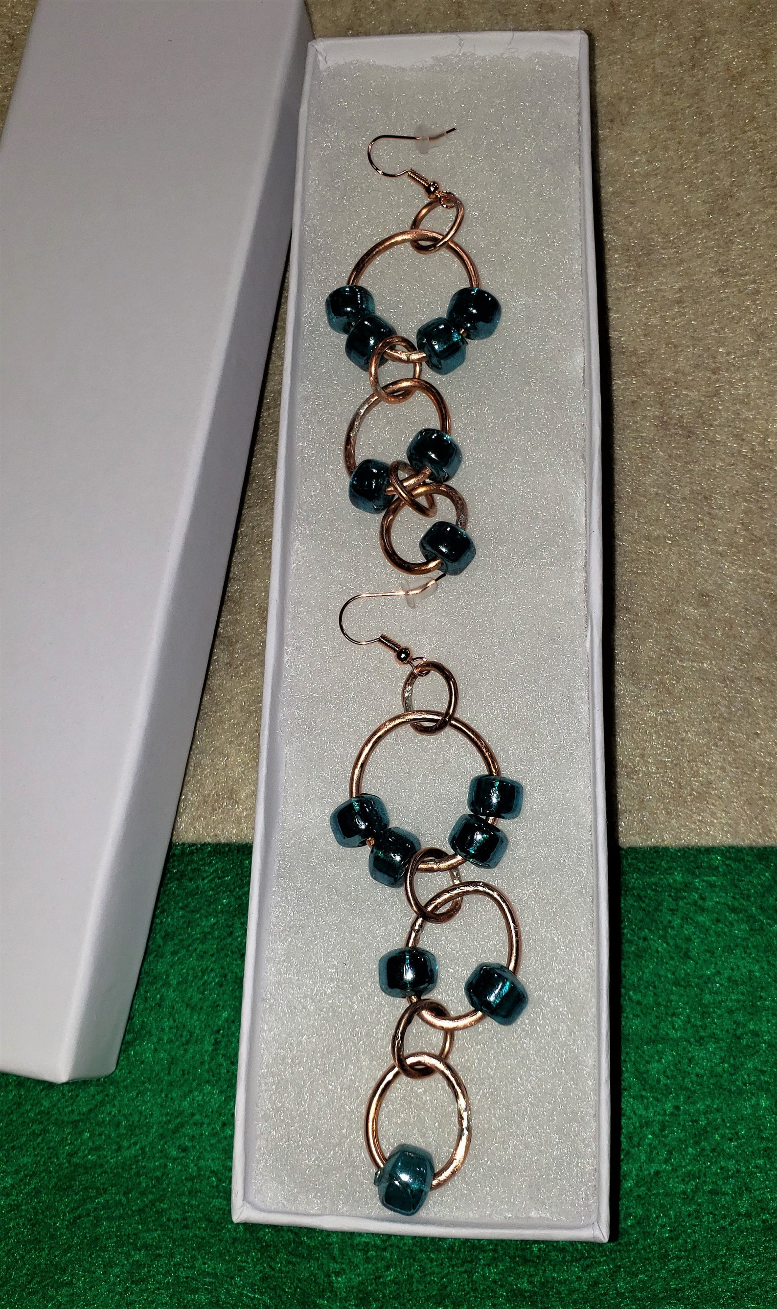 Blue Beaded Copper Loops - Bin - 1 - Drw - 2 - Etsy