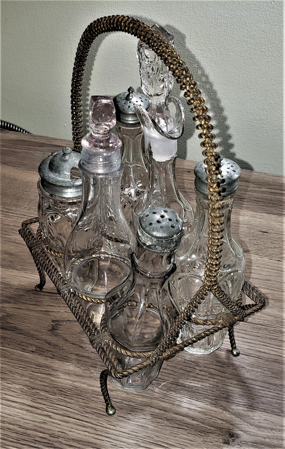 Vintage Victorian Condiment Set With Wire Caddy - Etsy