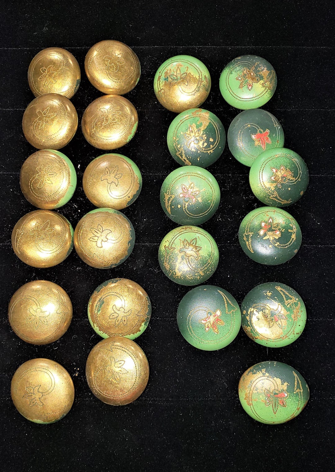 1800s Brass Engraved - Painted Buttons - Etsy
