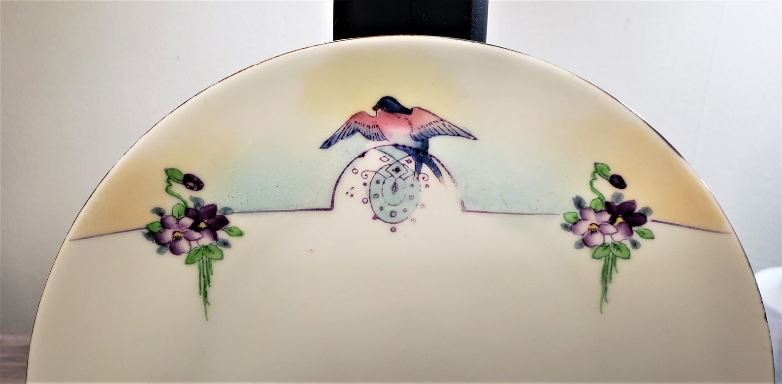 Nippon Everett Hand Painted Bluebird Landing With Violets 8 Inch Plate ...
