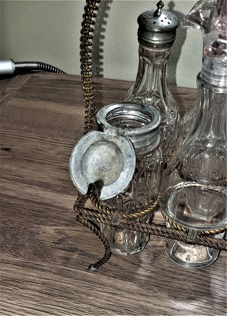 Vintage Victorian Condiment Set With Wire Caddy - Etsy