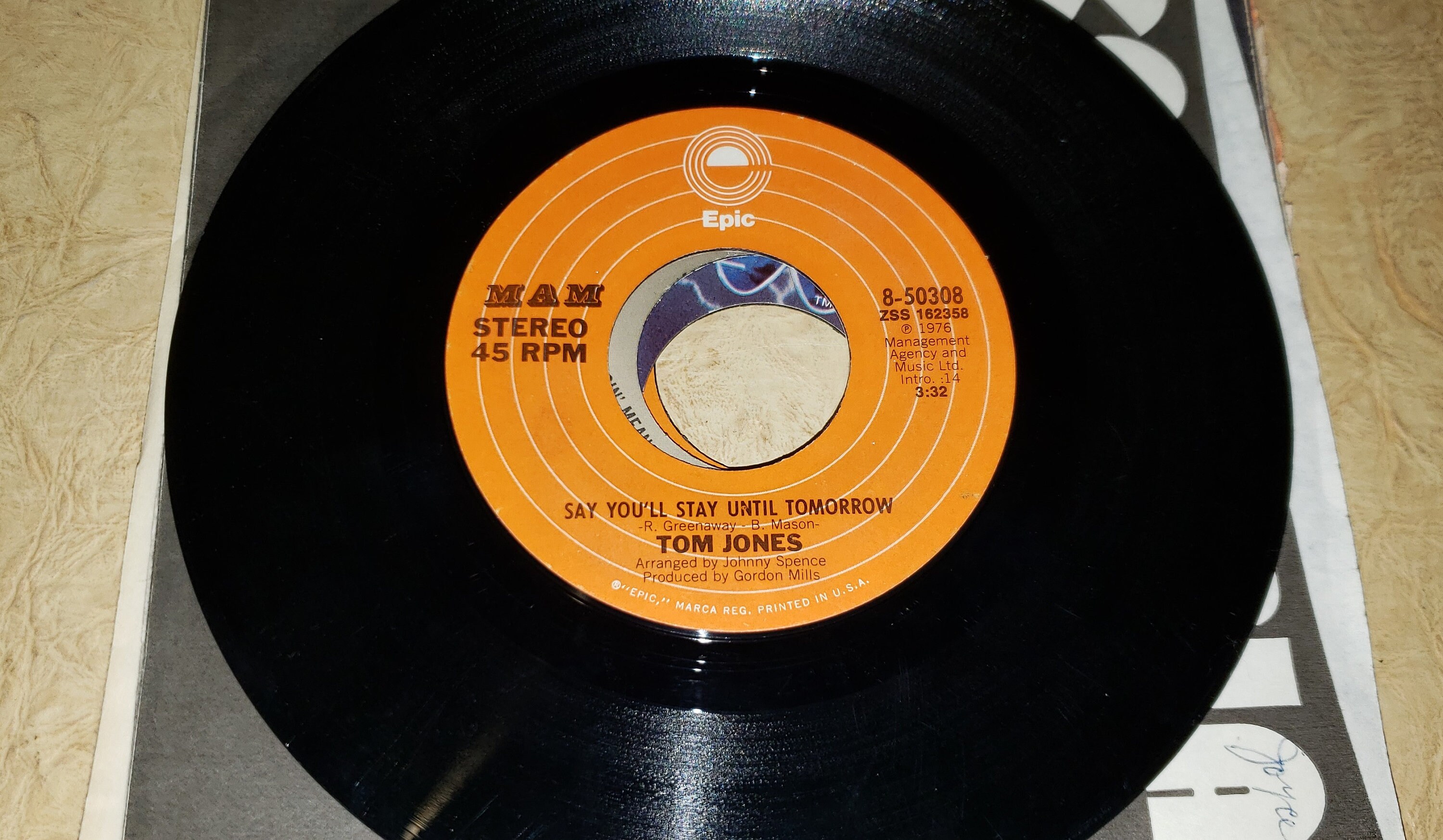 Tom Jones - Lady Lay - Say You'll Stay Until Tomorrow - 45 Rpm Record ...