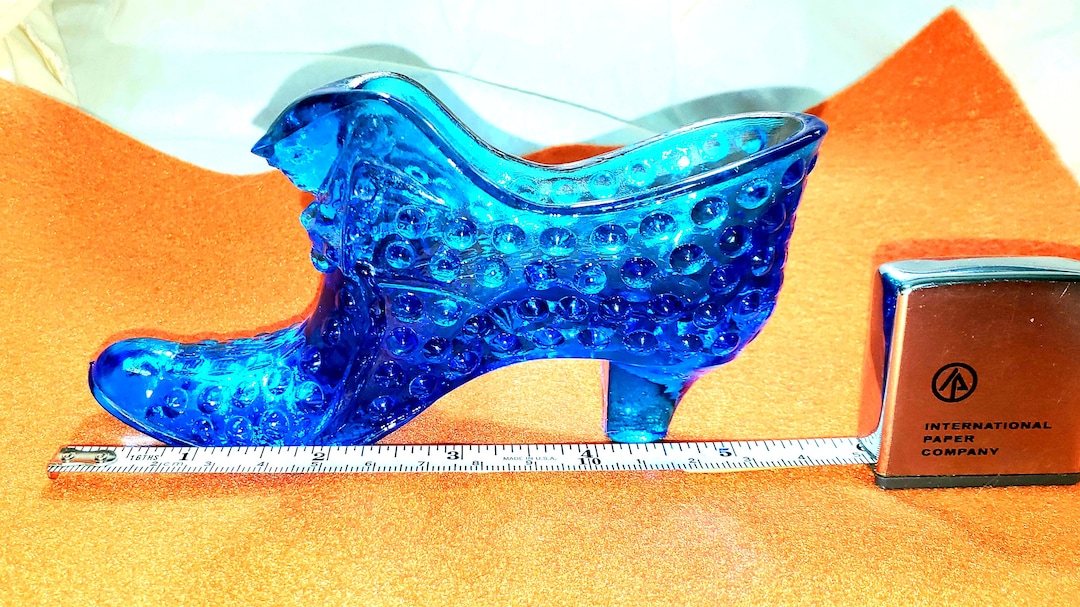 Fenton Glass Hobnail Cats Head Glass Shoe - Blue - Etsy