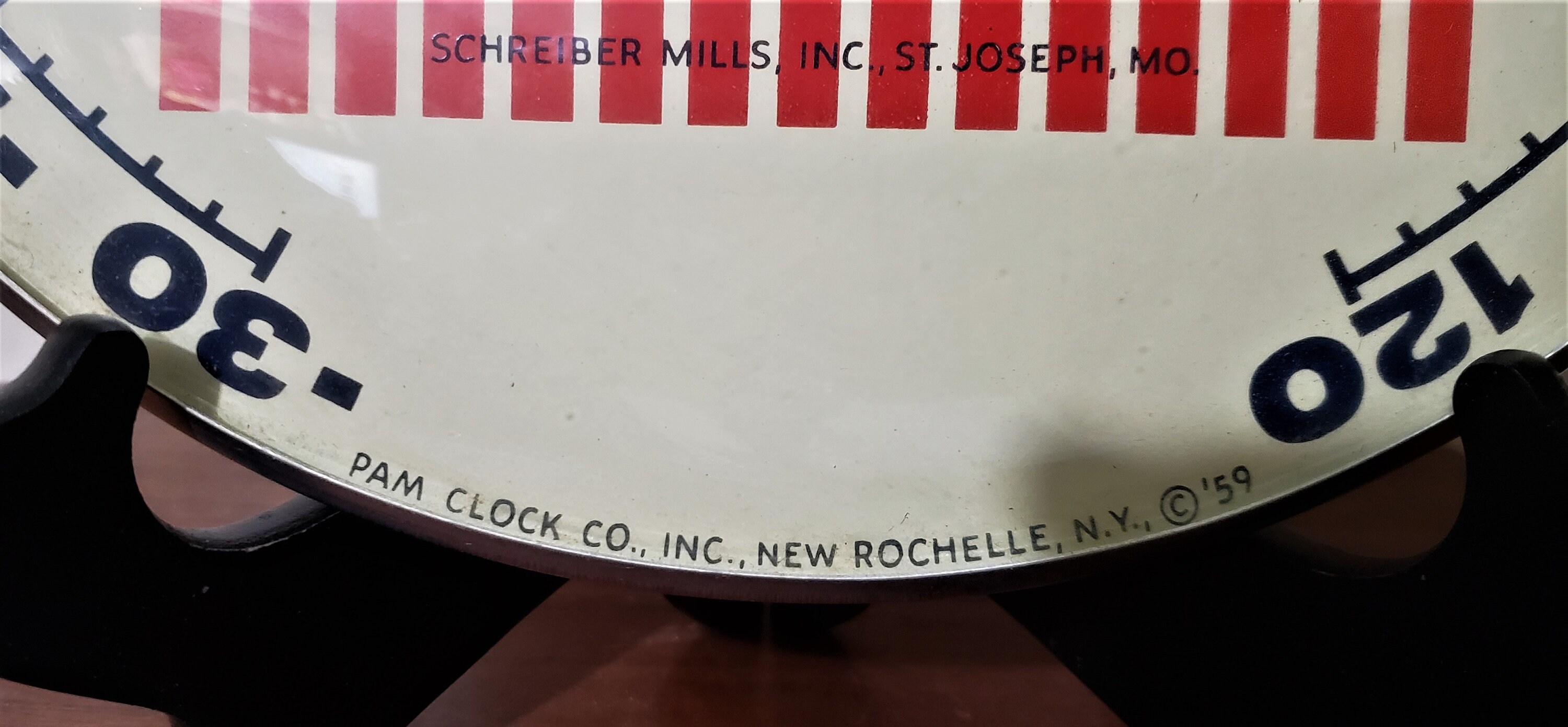 Vintage 1959 Sweet Lassy Pam Clock Company Advertisement Thermometer ...